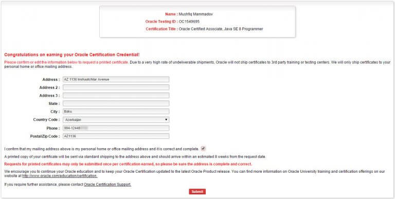 Step 8. Getting pdf and printed copy version of certificate | Java ...