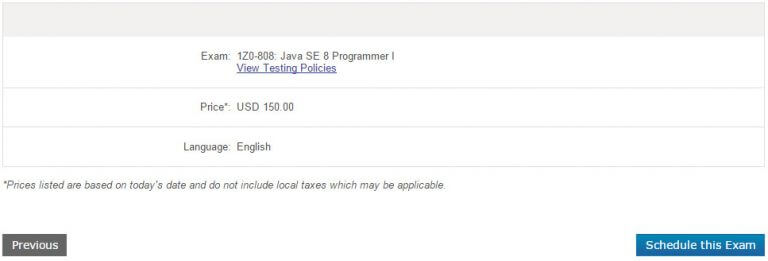 pearson vue schedule exam | Java Certification Notes
